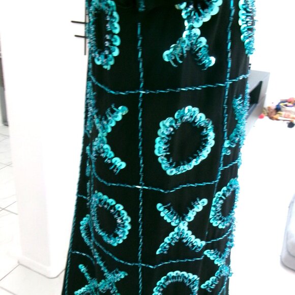 Handmade | Dresses | Gorgeous Xs And Os Turquoise Sequin Beads Long ...